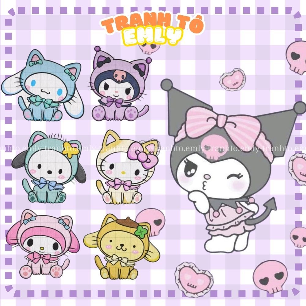 Set of 20 coloring pages for children with Kuromi theme Size A5. Help ...