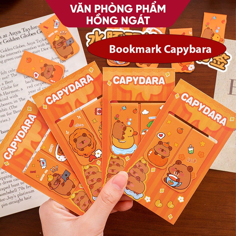 Cute Capybara magnetic Bookmark, set of 2 convenient cartoon book clips ...