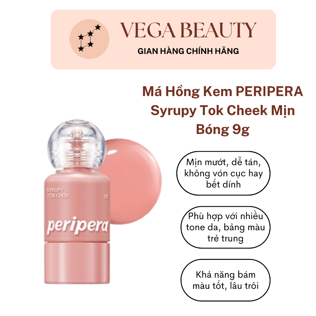 PERIPERA Syrupy Tok Cheek Smooth and Shiny Cream Blush 9g with super ...
