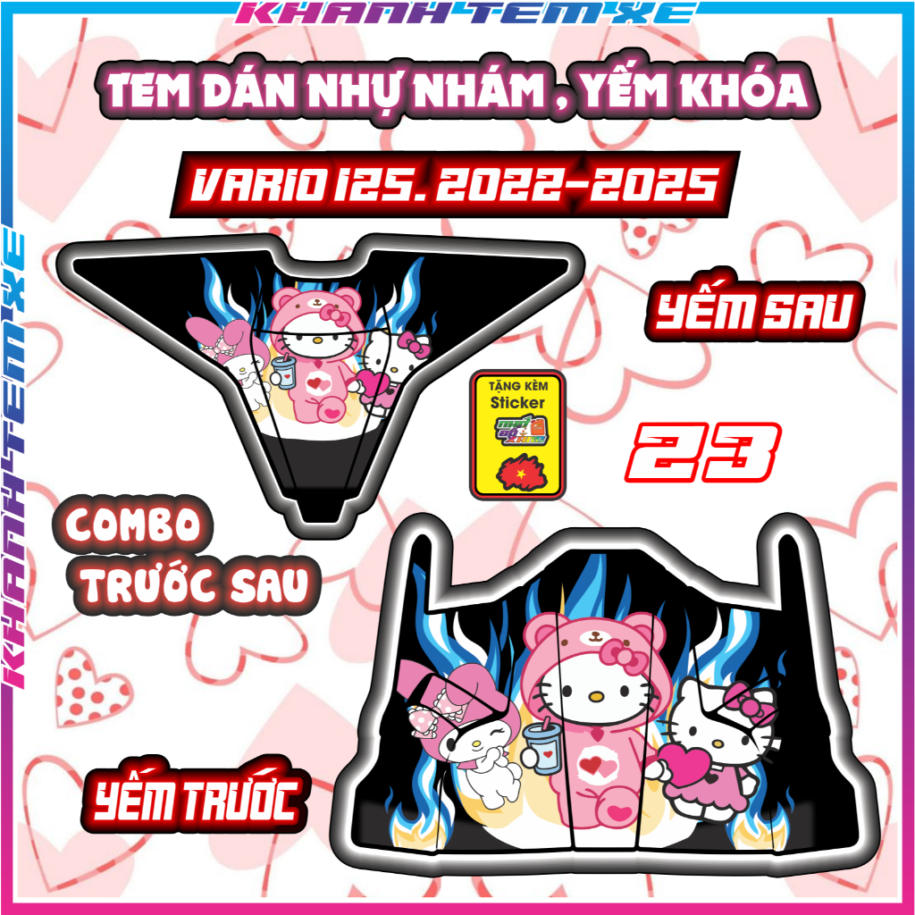 VARIO 125 2022-2025 rough plastic bib sticker Doraemon baby three ...