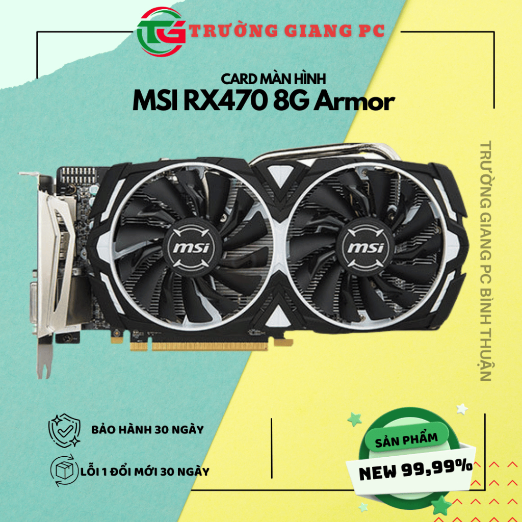 VGA MONITOR CARD MSI RX470 8G Armor 1 DVI PORT - NEW 99,99% (with DVI to HDMI cable included ...