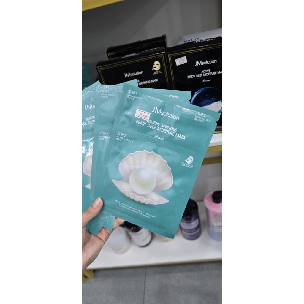 JM Solution Marine Luminous Pearl Deep Moisture Mask 3-Step Pearl Brightening Mask (white ...