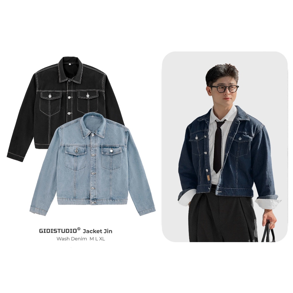 Jacket Jean JIN Denim form BOXY Unisex Men and Women - LONG SHAPE ...