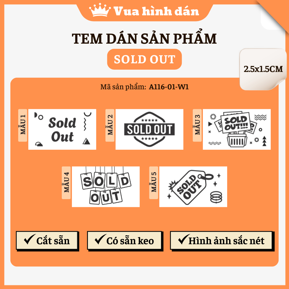 Set of 100/500 Sold out stickers (2.5x1.5cm) - out stickers, Sold out ...