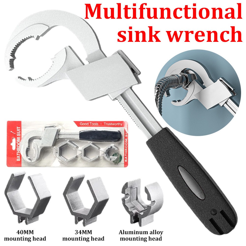 Multi-purpose water pipe wrench, 80mm diameter water pipe wrench with 3 ...