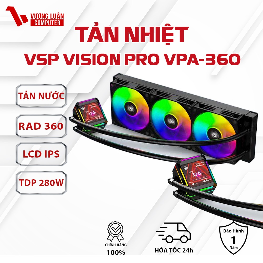 VSP Vision Pro VPA360 AIO Water Cooler With 2,6 inch FullVAT IPS LCD ...