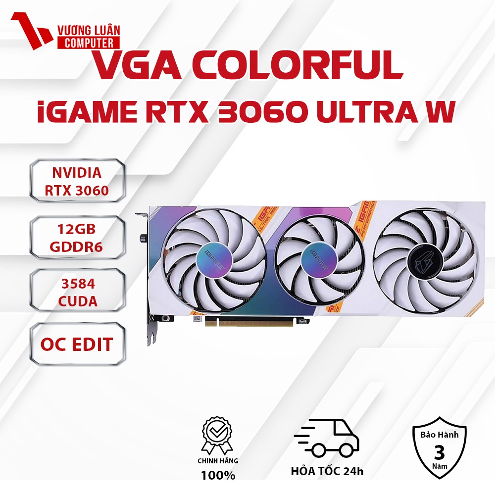 VGA Colorful iGAME RTX 3060 Ultra White 3 Fan Genuine New FullVAT ...