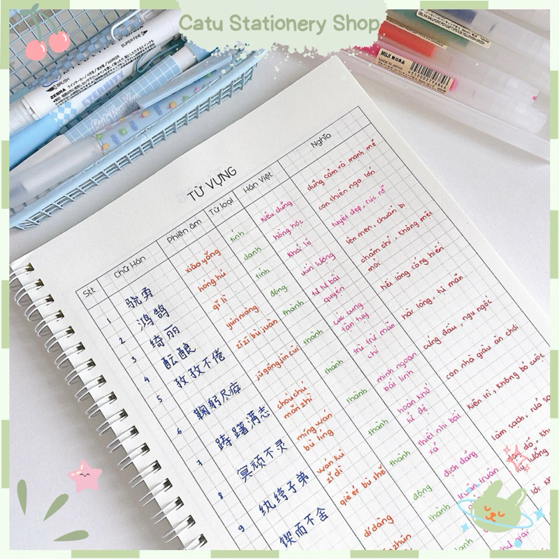 Checkered notebook for learning Chinese vocabulary with 3000 lined ...