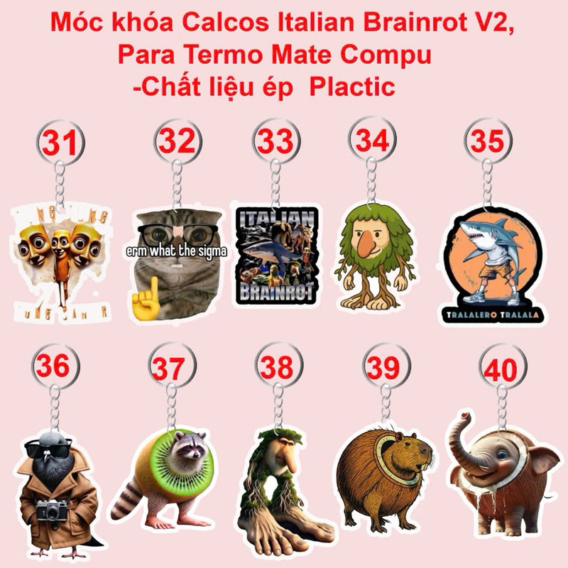 Italian Brainrot meme keychain 3 different pieces/ Calcos Italian ...