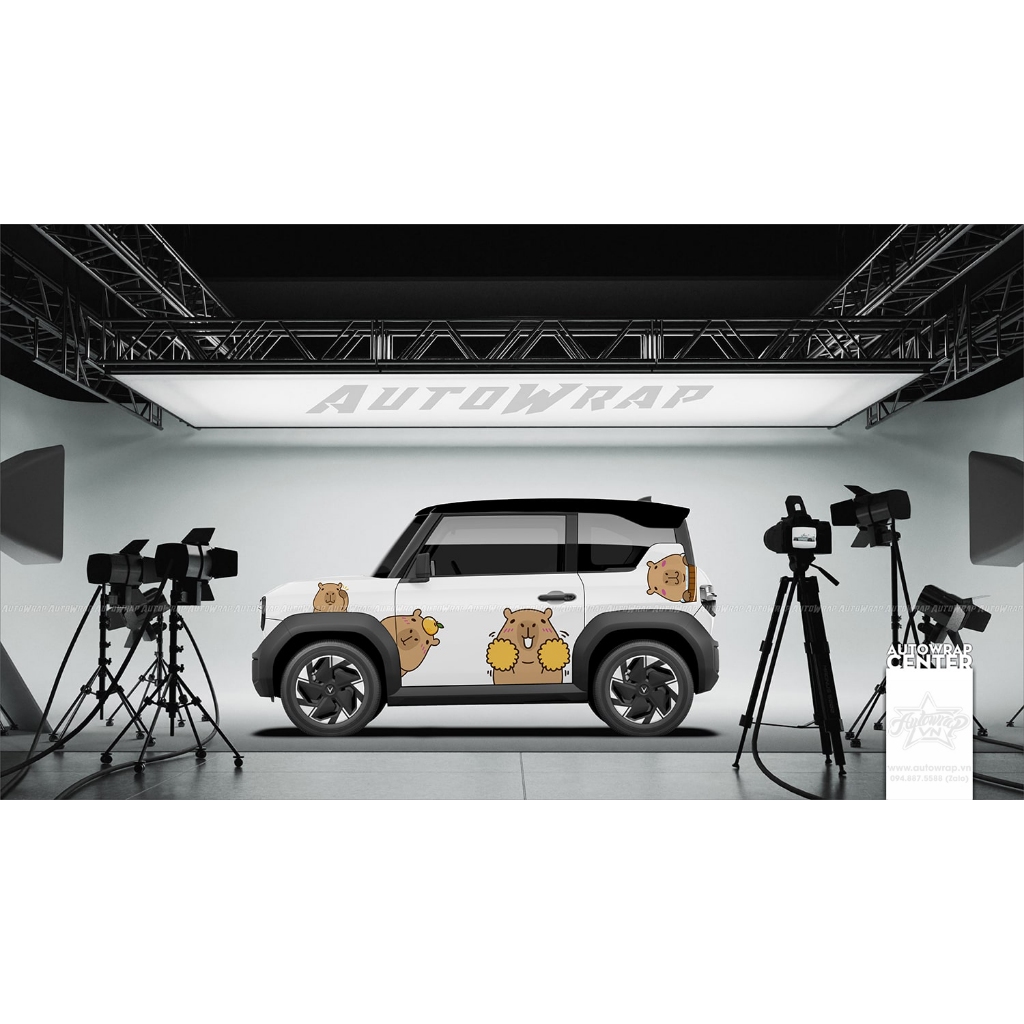 Vinfast VF3 Capybara car motif sticker - Car motif sticker, sports car ...