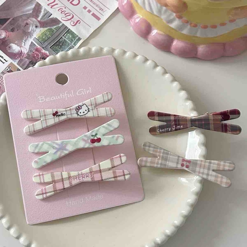 New fashion checkered X-shaped hair clip, Korean personality | Shopee ...