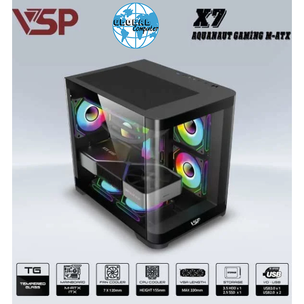 Vsp AQUANAUT PRO GAMING M-ATX X7 case - Black, White | Shopee Malaysia