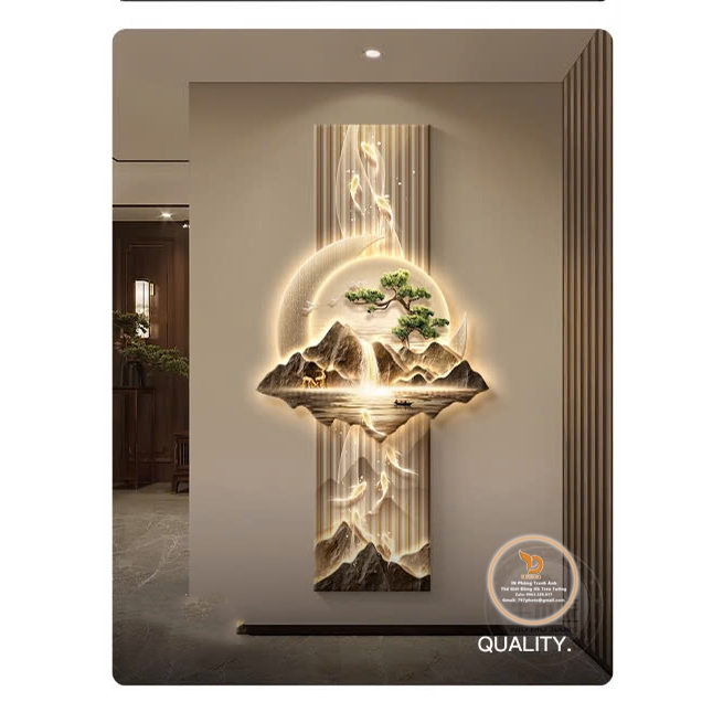 Led Electric Landscape Waterfall Painting on the wall of living room ...