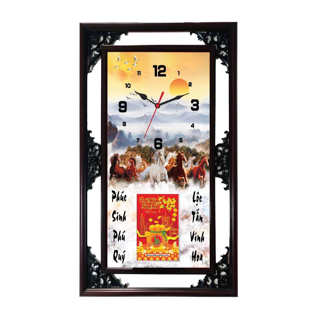 Watch calendar CNY 2025, mirrored wood print, double black relief frame ...