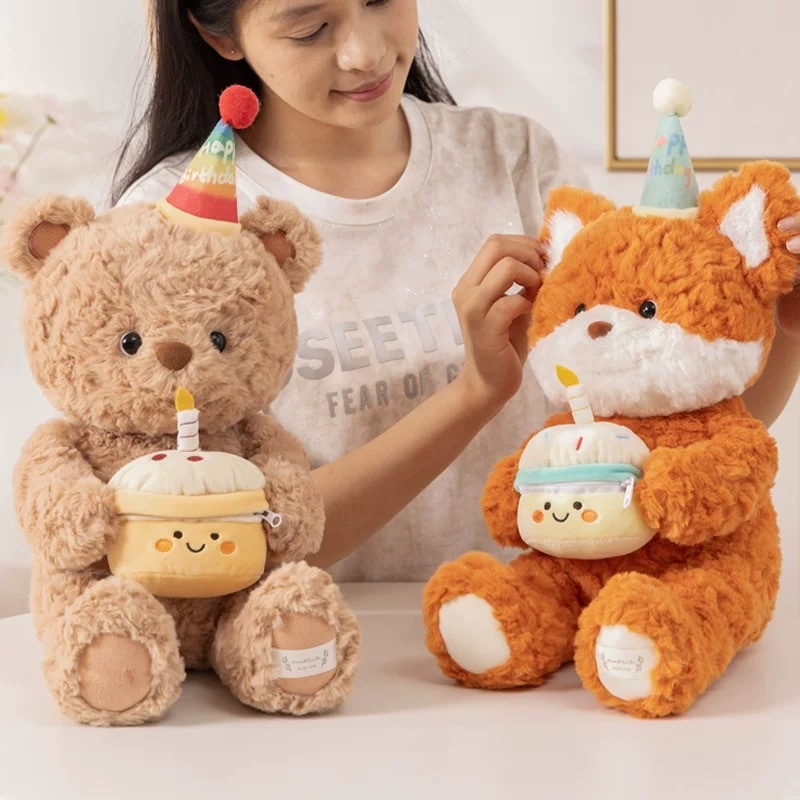 Cute Birthday Teddy Bear - Unique Gift Teddy Bear Holding Cake for ...