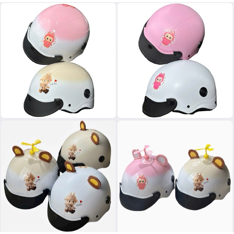 Labubu Strawberry Bear Helmet Full Half Head, Cute Brown Bear Labubu ...