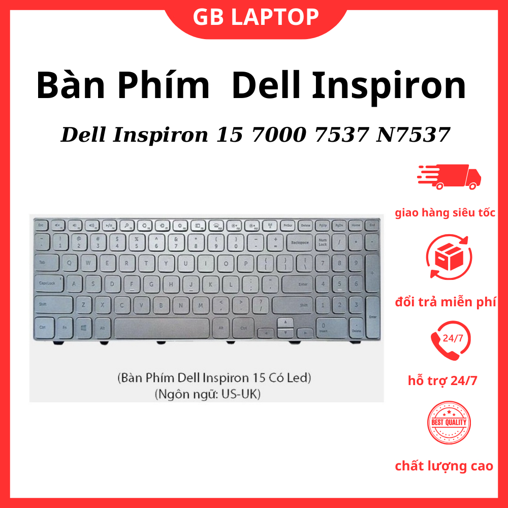 Dell Inspiron 15 7000 7537 Silver Laptop Keyboard with Led Light - Dell ...