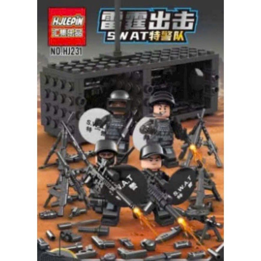 Assembling toy army logo army swat 4 characters HJ231 combo complete ...
