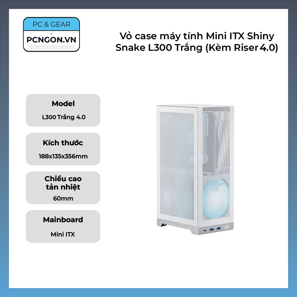 [PCNGON] Mini ITX Shiny Snake L300 White computer case (Includes Riser ...