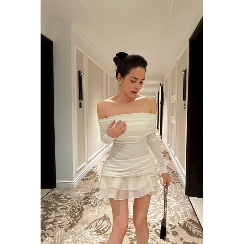( Chang Dress ) Off-the-shoulder top + skirt Set | Shopee Malaysia