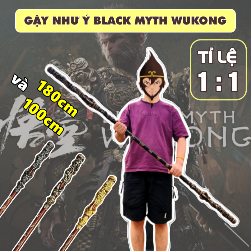 Nhu Y Cosplay Stick Black Myth Wukong Scale 1:1 Length 1M8 Sun Wukong ...