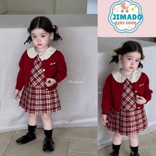 Baby girl dress, baby girl dress with white turn-down neckline and long ...