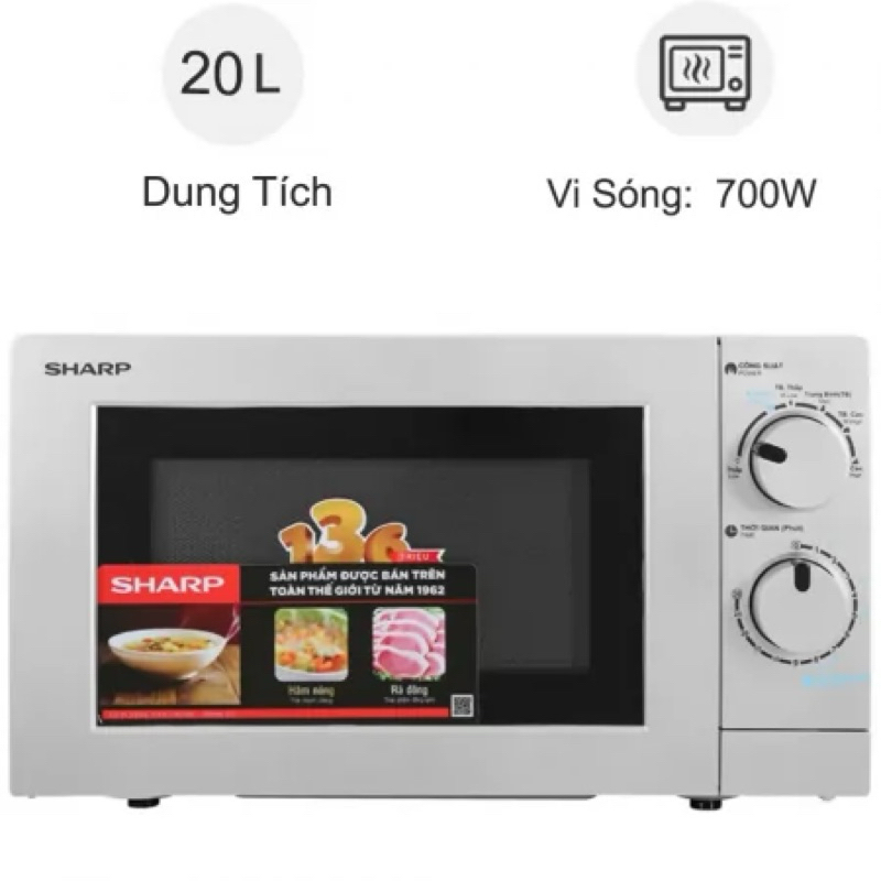 Sharp R-207VN-SL 20 liter microwave oven - Genuine product | Shopee ...