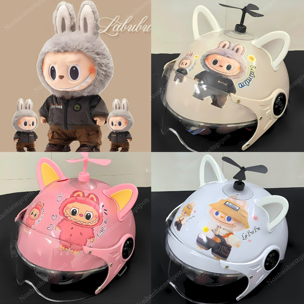 Labubu-shaped helmet for children from 3-9 years old with glasses and ...