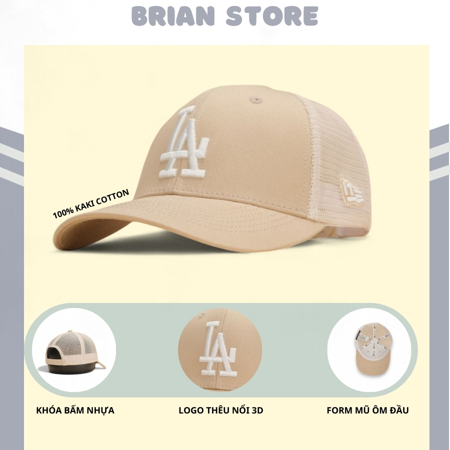 Mlb brown mesh baseball cap embroidered with Korean white LA letters ...