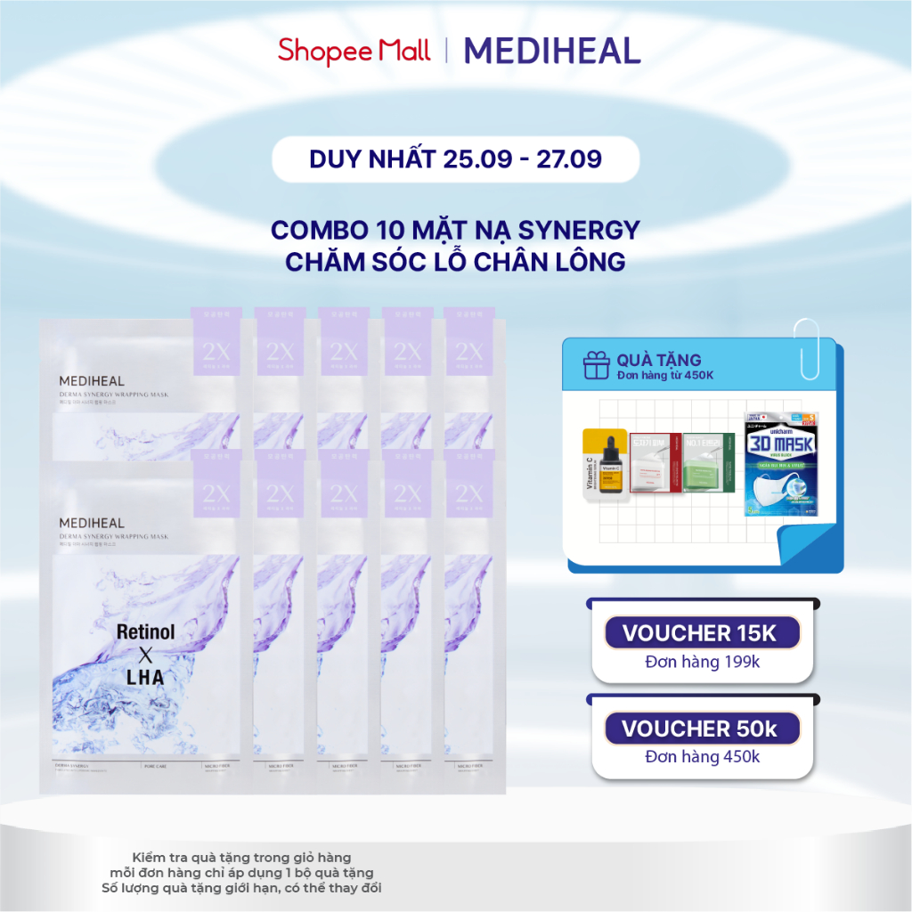 Combo of 10 Mediheal Derma Synergy Wrapping Mask Pore Care Active ...