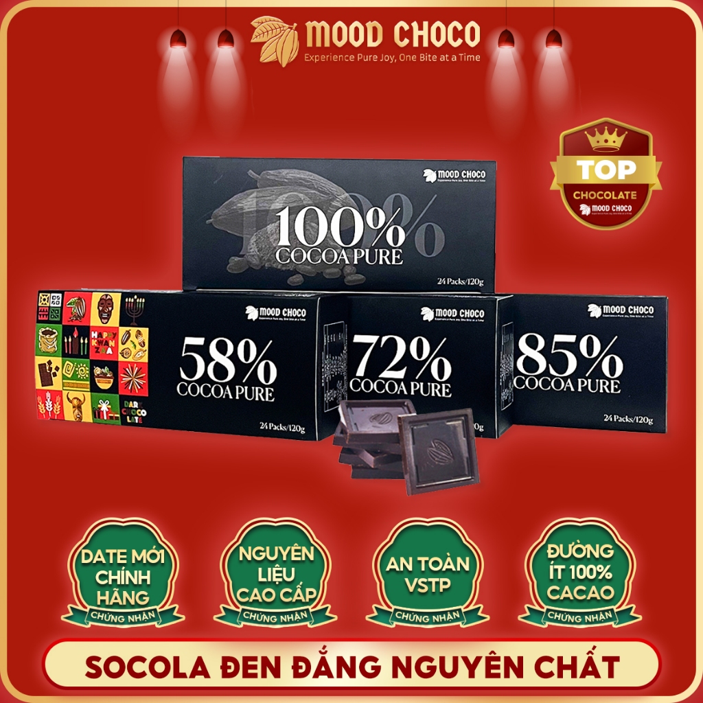 [BOX Of 24 PCS] 100% unsweetened pure bitter dark Chocolate MOOD CHOCO ...