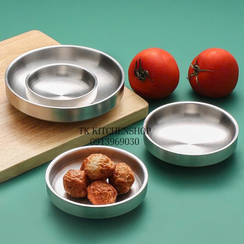 2-layer stainless steel plate for banchan, dipping sauce, Korean style ...