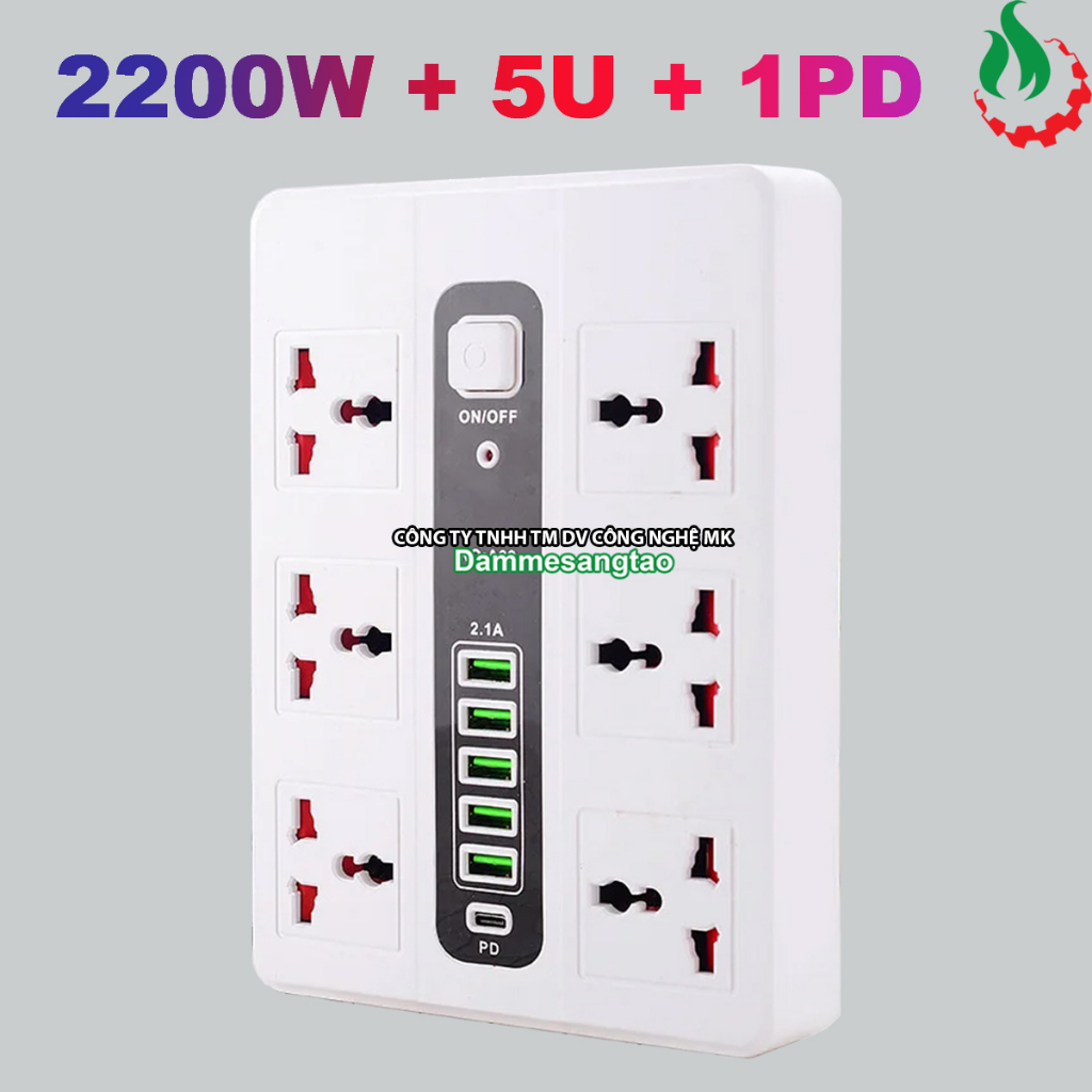 Multi-purpose power outlet with integrated 6 sockets + 5USB + 1 Typc C ...