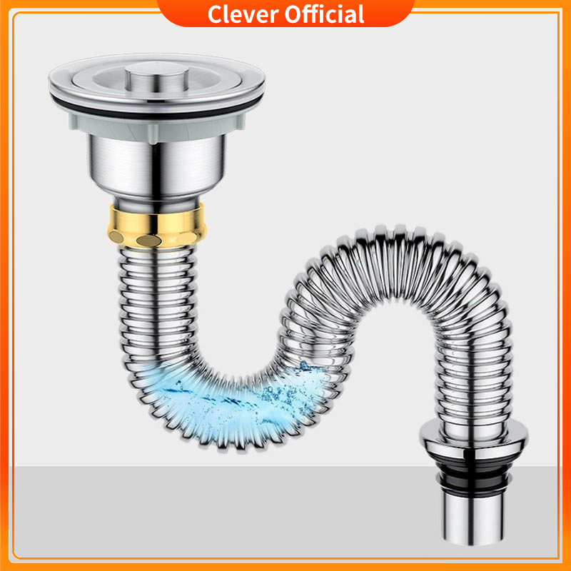 XO Sink siphon, spring-loaded stainless steel sink drain set can be ...
