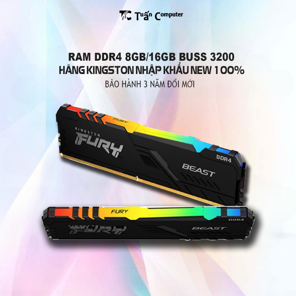 Ram PC LED 8GB/16GB DDR4 bus 3200Hz Kingston Fury Beast - New product ...