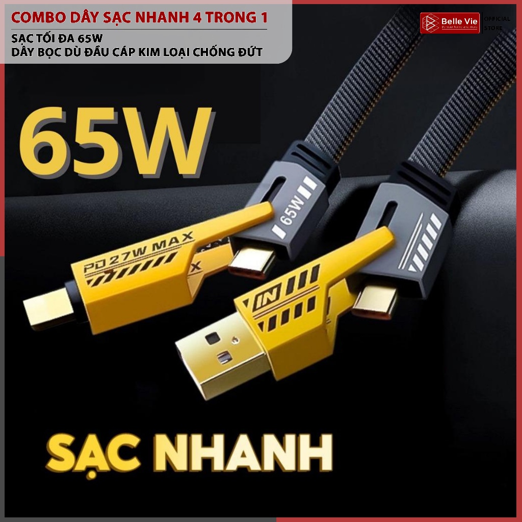 Multifunctional 4-Head Charging Cable, 4 in 1 Charging Cable Maximum ...