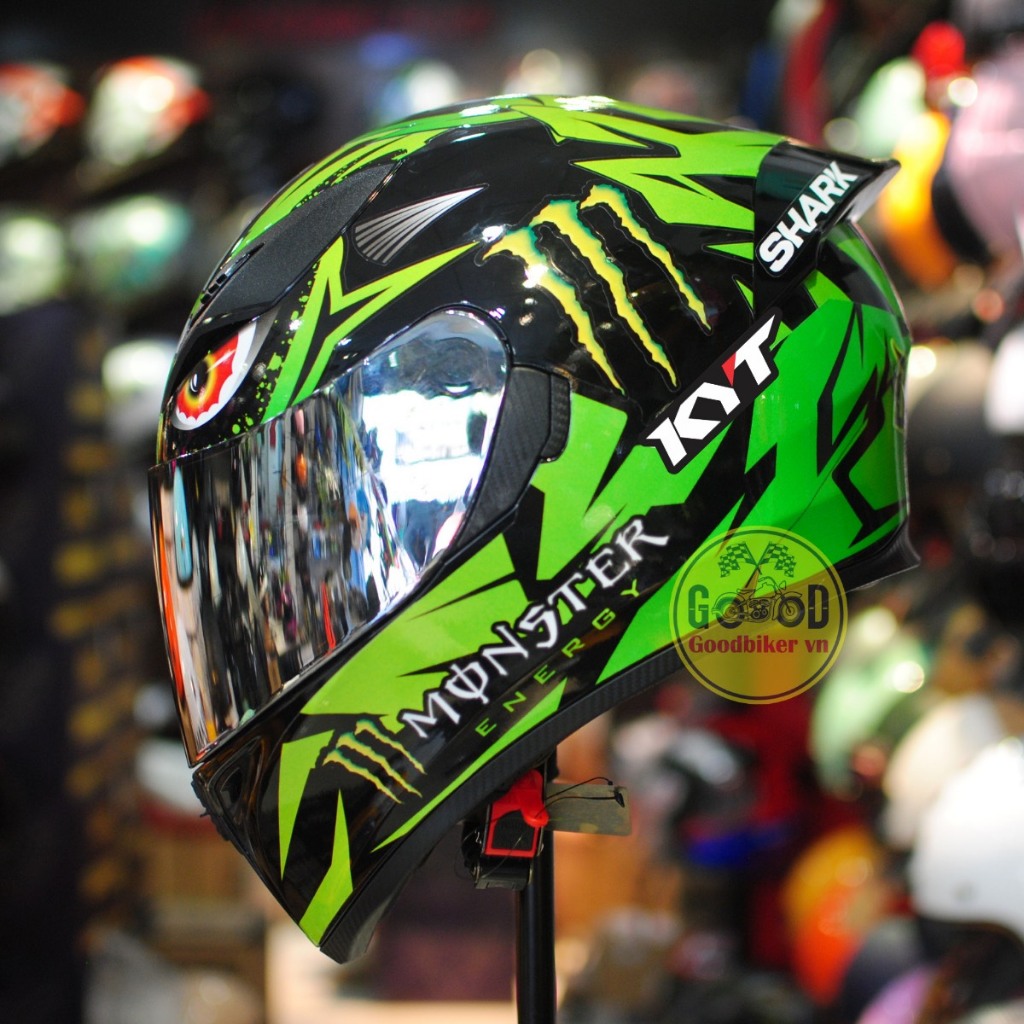Fullface Royal M138 helmet with Monster KYT stamp green dragon eyes ...