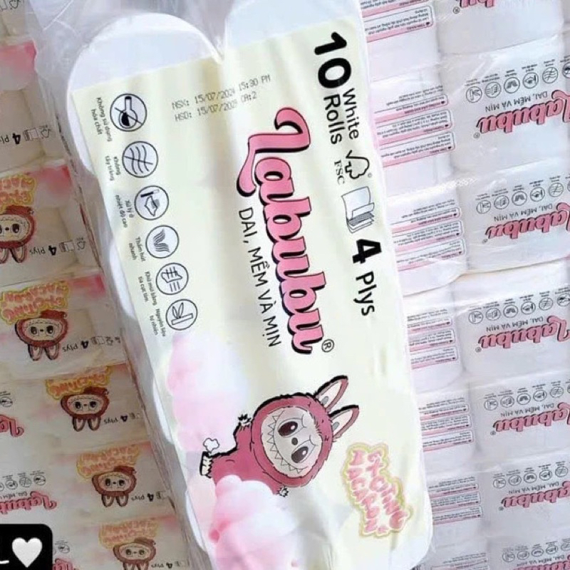 [labubu] String of 10 Coreless labubu Toilet Paper Rolls - 4 Layers of ...