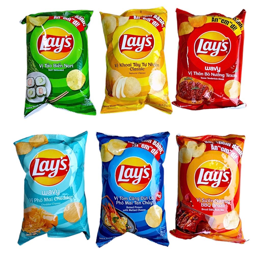 Lays Potato Snacks in all flavors in small and large packages | Shopee ...