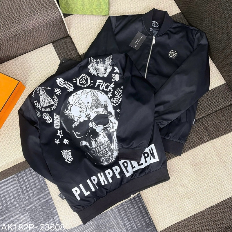 Philipp Plein men's and women's wind bomberJacket embroidered with iron ...
