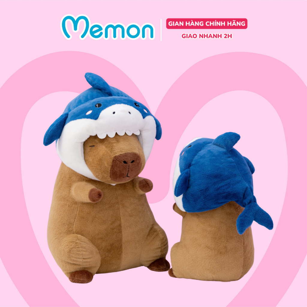 Memon shark cosplay capybara teddy bear capybara stuffed animal wearing ...