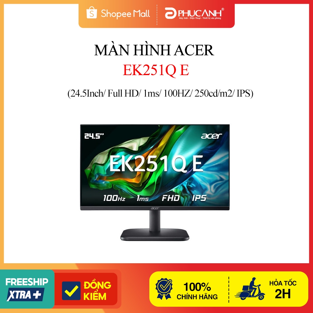 Acer EK251Q E Monitor (24.5Inch/ Full HD/ 1ms/ 100HZ/ 250cd/m2/ IPS ...