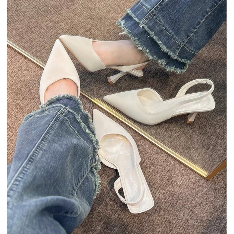 Soft matte leather closed-toe high heels with 7-inch stiletto heels ...