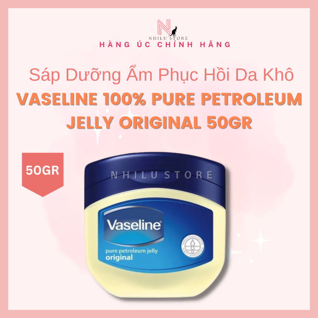 Vaseline 100% Pure Petroleum Jelly Original Dry Skin Restoring Moisturizing Wax 50g | Shopee ...
