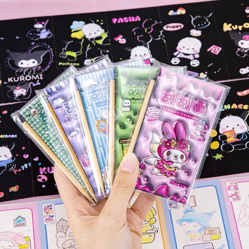 Shaving painting of Kuromi Sanrio Melody character Magic bamboo ...