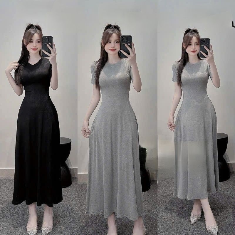 Super SIMPLE, CUTE WOMEN'S DRESS IN LONG-FORM RIBBED TISSUE to show off ...