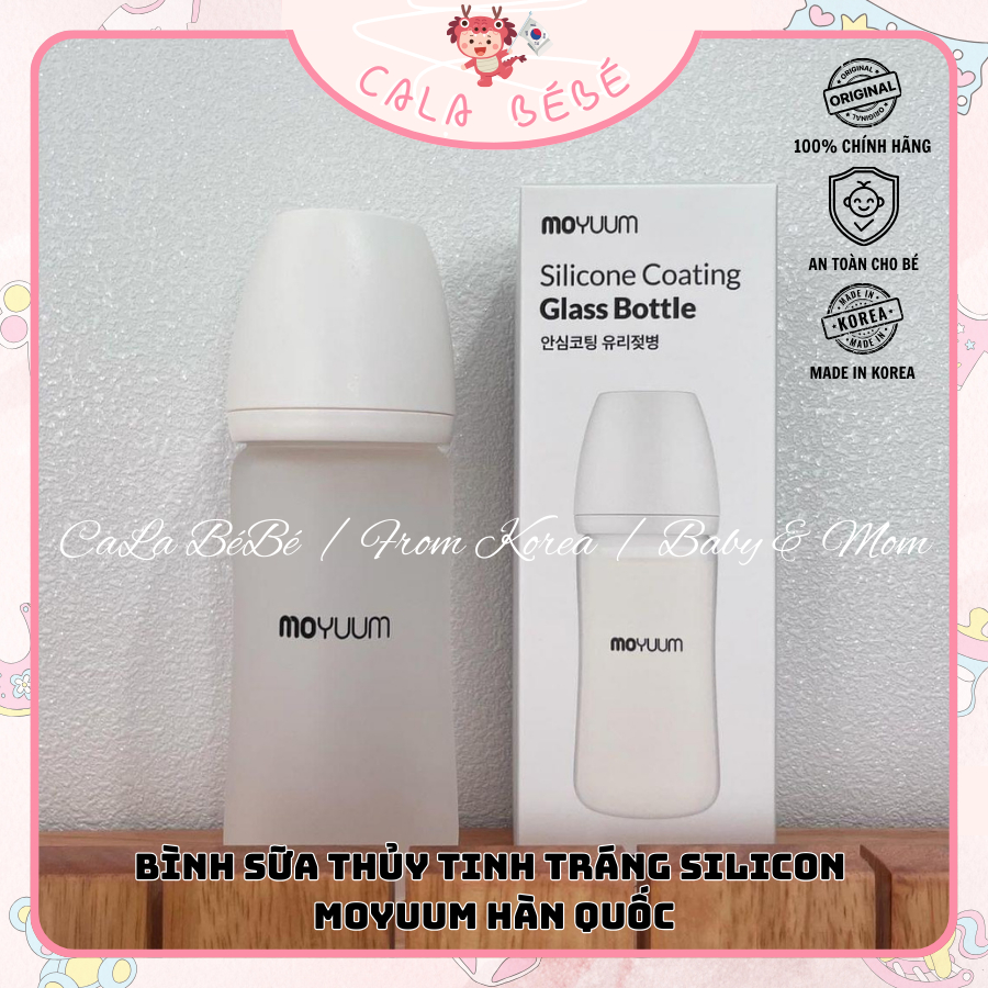 Moyuum Korean Silicone-coated glass milk bottle without microplastics, absolutely safe for ...