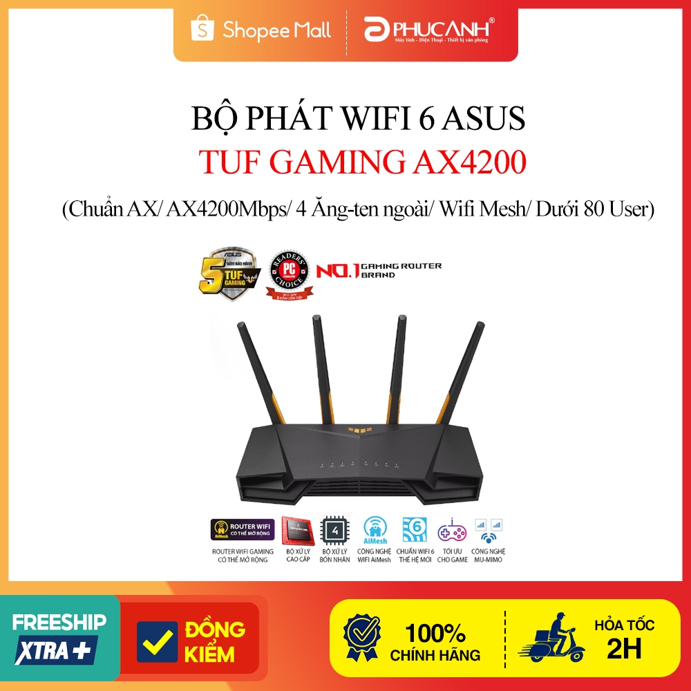 Asus TUF Gaming AX4200 Wifi 6 Router (AX Standard/ AX4200Mbps/ 4 ...