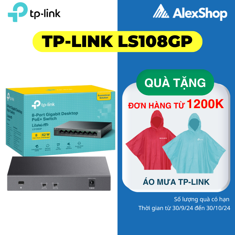 Tp-link LS108GP 8-Port Gigabit Desktop Switch with 8 Genuine PoE+ Ports ...