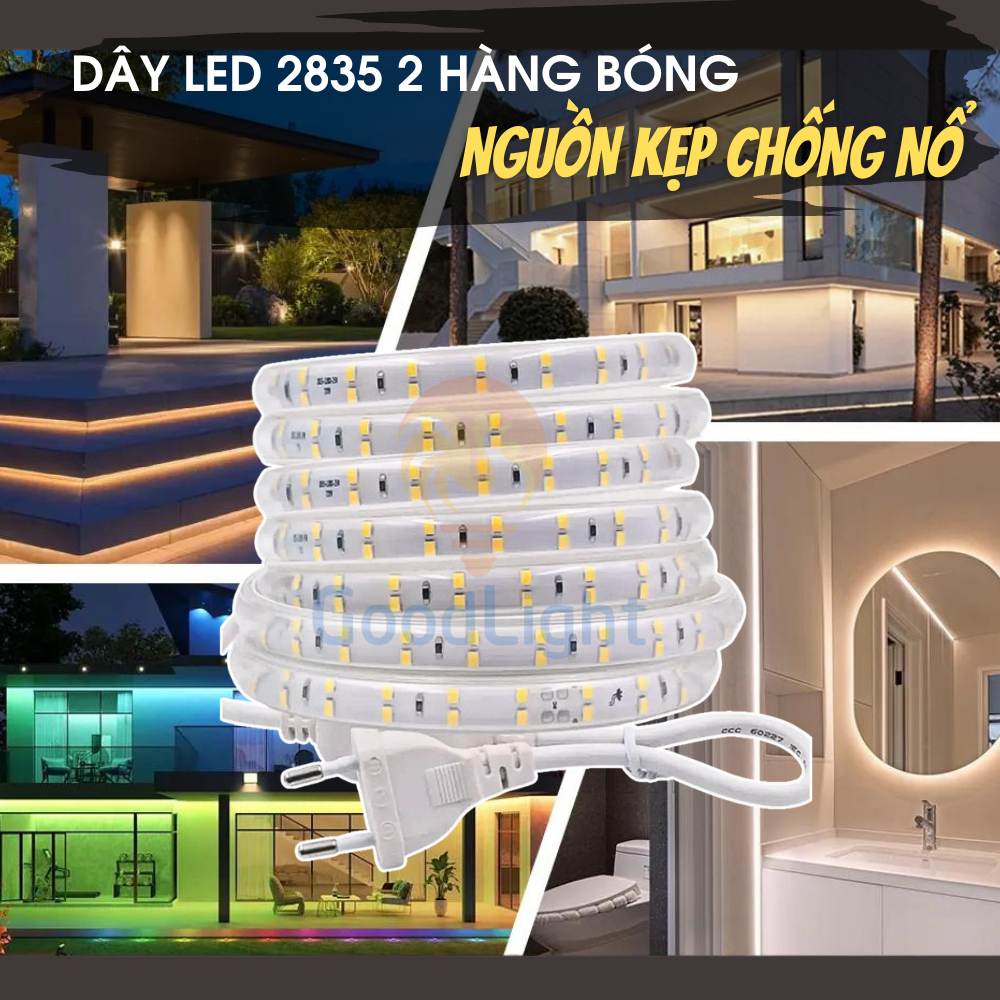 Combo 5M,10M,15M,20M 2835 Led String 2 Rows of Bulbs 220V - Power Clip ...